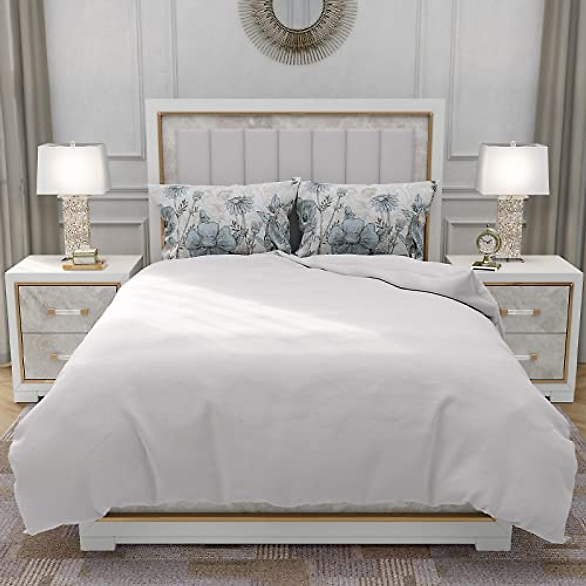 YIYEA King Size Pillow Cases Set of 2, Ultra Soft Double Brushed Microfiber Pillowcases King, Floral Bed Pillow Covers, Fade Resistant, Easy Slip-On (20"x36")