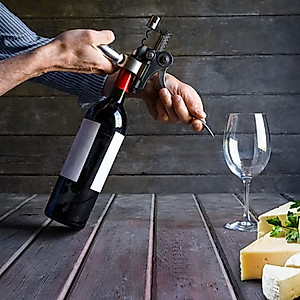 Wine Bottle Opener Corkscrew Set – Luxiluxy [2023 upgraded, does NOT break!] Including Foil Cutter, Bottle Stopper, Opener Stand and Extra Spiral - corkscrews wine opener set- wine opener kit