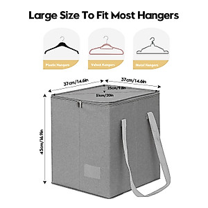 Qozary Clothes Hanger Organizer Bag-Rigid Hanger Storage Containers with Lid for Dustproof, Large Hanger Holder, Sturdy Hanger Caddy Organizer Box with Handle-Keep Hangers Separate