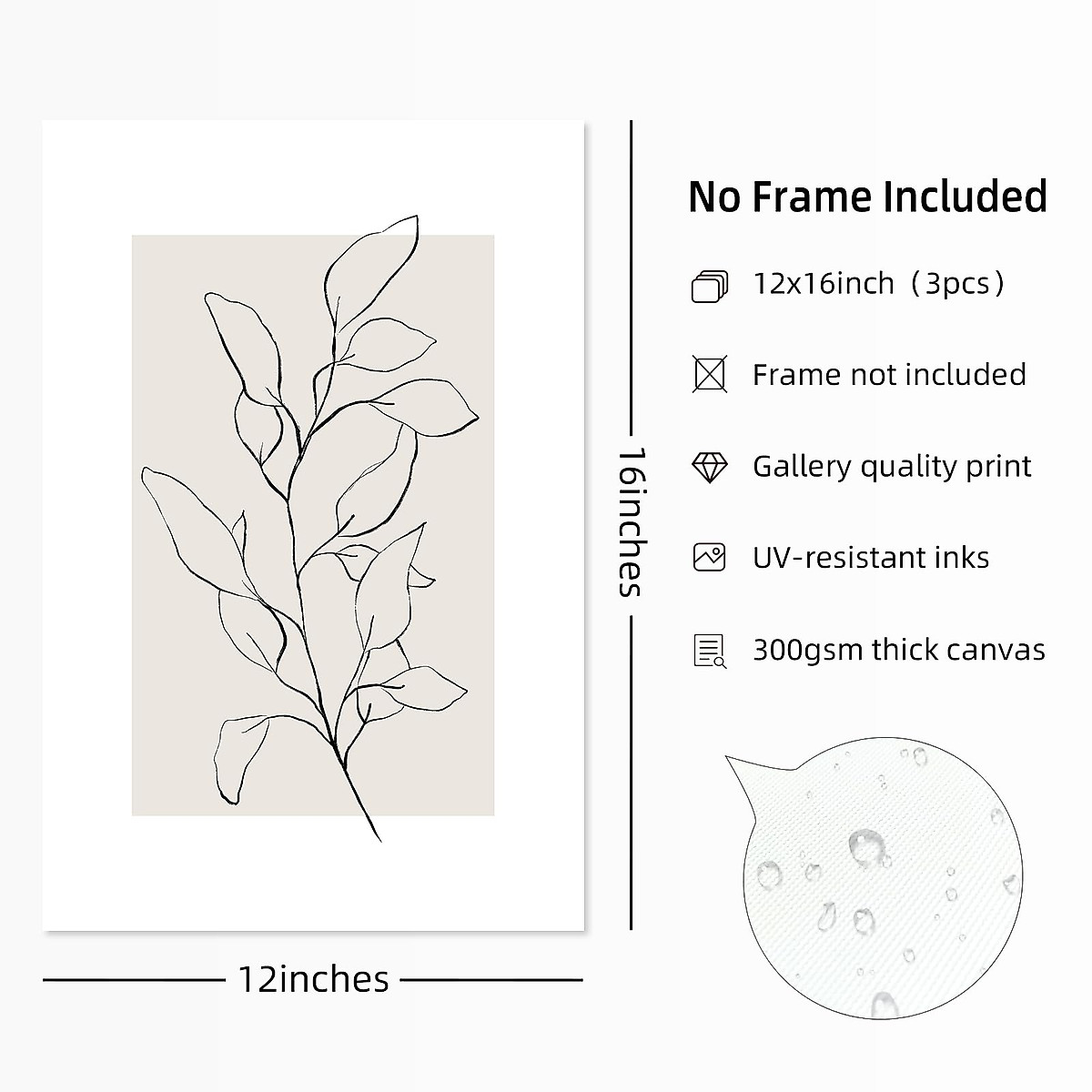 Neutral Botanical Prints Wall Art Decor Plant Minimalist Canvas ...