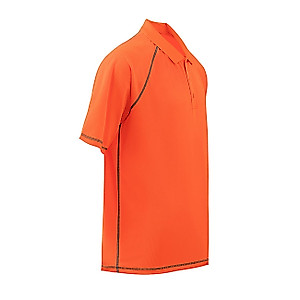 Corna Men's Short Sleeve Mesh Polo Shirts Moisture Wicking Performance Golf Polo(HI VIZ Orange,XXL)