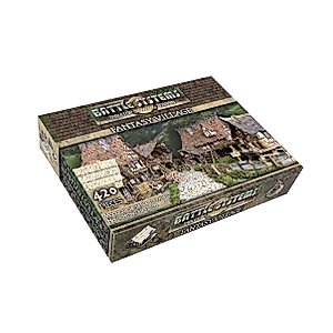 Battle Systems BSTFWC001 Fantasy Terrain Village Core Set - Multi Level Tabletop War Game - 28mm Miniature Wargaming Roleplaying - 420 Piece Modular Warhammer Battles Painted Model Scenery