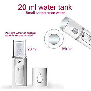 Nano Facial Steamer Mist Spray Eyelash Extensions Cleaning Pores Water SPA Moisturizing Hydrating Face Sprayer USB Rechargeable Mini Beauty Device - Summer Gives You Cool (White)