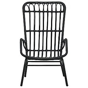 vidaXL Poly Rattan Black Patio Chair - Weather-Resistant Outdoor Seating Furniture with Powder-Coated Steel Frame - Easy to Assemble