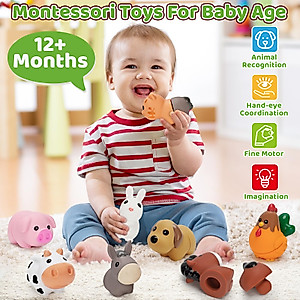 V-Opitos 10 Pack Farm Animal Matching Toys, Montessori Gifts for 1-3 Year Old Toddlers