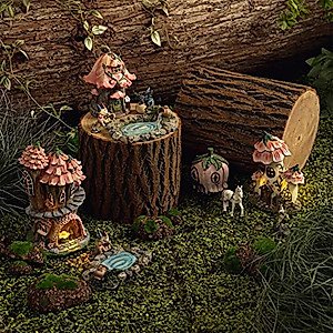 LA JOLIE MUSE Fairy Garden Gnome Accessories Kit - Hand Painted Miniature Solar Powered Fairy House Dragon Figurine Set of 4 pcs, Indoor & Outdoor Ornaments Gifts for Girls Boys Adults