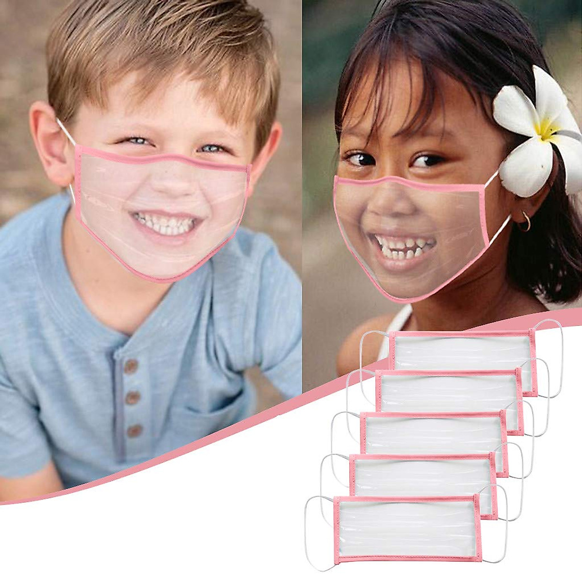 Child Neck Gaiter Clear Window Visible Expression Face Mask kids Balaclavas For The Deaf And Hard Of Hearing