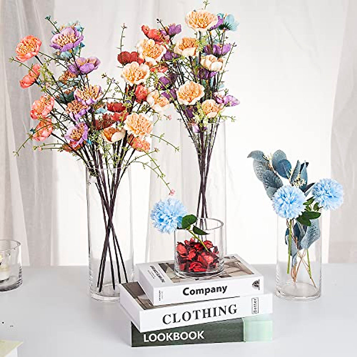 CnArtisan Glass Cylinder Vase, 16 Inch Tall X 4 Inch Wide, 6 Pieces, Perfect for Wedding Centerpieces and Home Decor, Suitable for Flowers, Floating Candles, Pillar Candles and Succulents