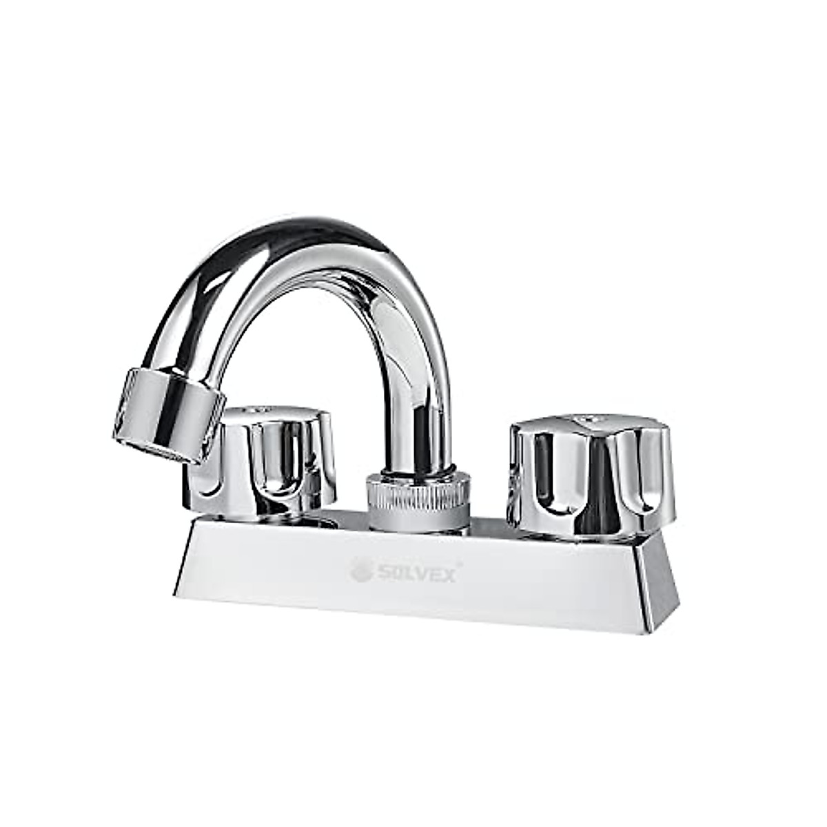 SOLVEX Centerset Bathroom Faucet 2 Handle, 4 Inch WaterSense Bathroom Sink Faucet, 3 Hole Low Arc Bathroom Faucet Chrome, Bathroom Basin Faucet Deck Mounted,SP-40063