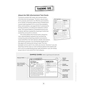 100 Task Cards: Informational Text: Reproducible Mini-Passages With Key Questions to Boost Reading Comprehension Skills