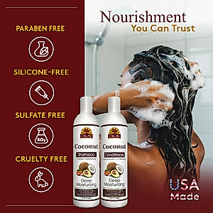 OKAY-Shampoo and Conditioner Coconut Hair Care Set Deep Moisturizing- Set Of 2 X 12 Oz