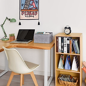 GRANNY SAYS Closet Storage Bins, Storage Baskets for Shelves, Fabric Storage Bins with Handles, Storage Boxes Decorative Containers for Living Room Bookshelf, Gray, Medium, 3-Pack