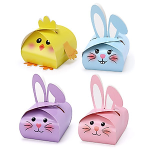 Easter Party Favor Boxes Easter Treat Boxes Bunny Party Decorations Easter Basket Bunny and Chicks Goodies Candy Gift Boxes for Easter Party Decorations Table Centerpieces Decor Supplies Set of 12