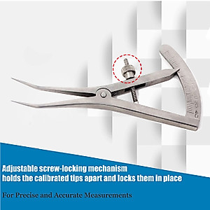 A2Z CASTROVIEJO Caliper Measuring & Marking Device with Graduated 0-40mm Scale and Adjustable Thumbscrew, Stainless Steel Orthopedic Ophthalmic Surgical Medical Measuring Instrument (3.5" Angled)