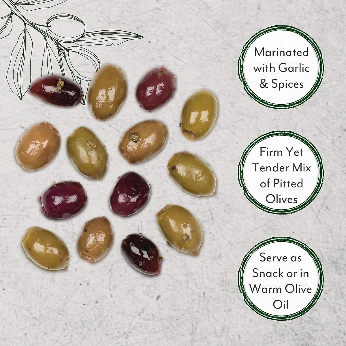 Roland Foods Pitted Greek Country Olive Mix, Specialty Imported Food, 4 Lb 6 Oz Jar