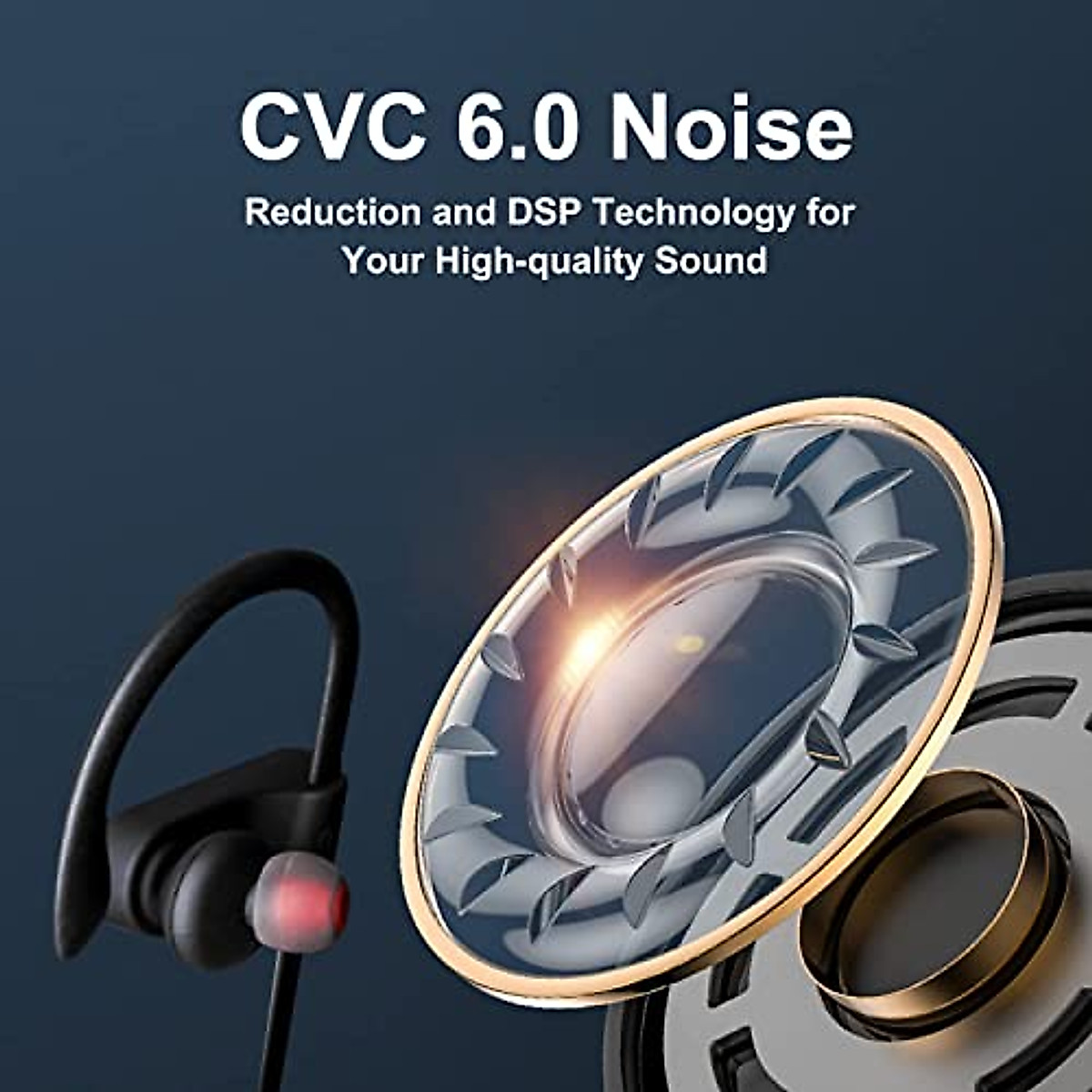 Bluetooth headphones Wireless Earbuds Bluetooth 5.0 running headphones IPX7 Waterproof Neckband Earphones with 8 Hrs Playtime CVC 6.0 Noise Cancellation Headsets for Running Sports Workout Gym (Black)