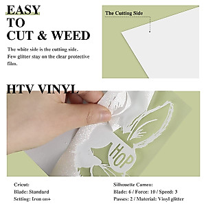 HTVRONT Rainbow White Glitter Heat Transfer Vinyl Roll - 10" x 10 FT White Glitter Iron on Vinyl, White Glitter HTV Vinyl for Shirts - Easy to Cut & Weed