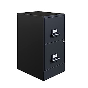 Space Solutions 18" 2 Drawer Manager's Metal Vertical File Cabinet Black
