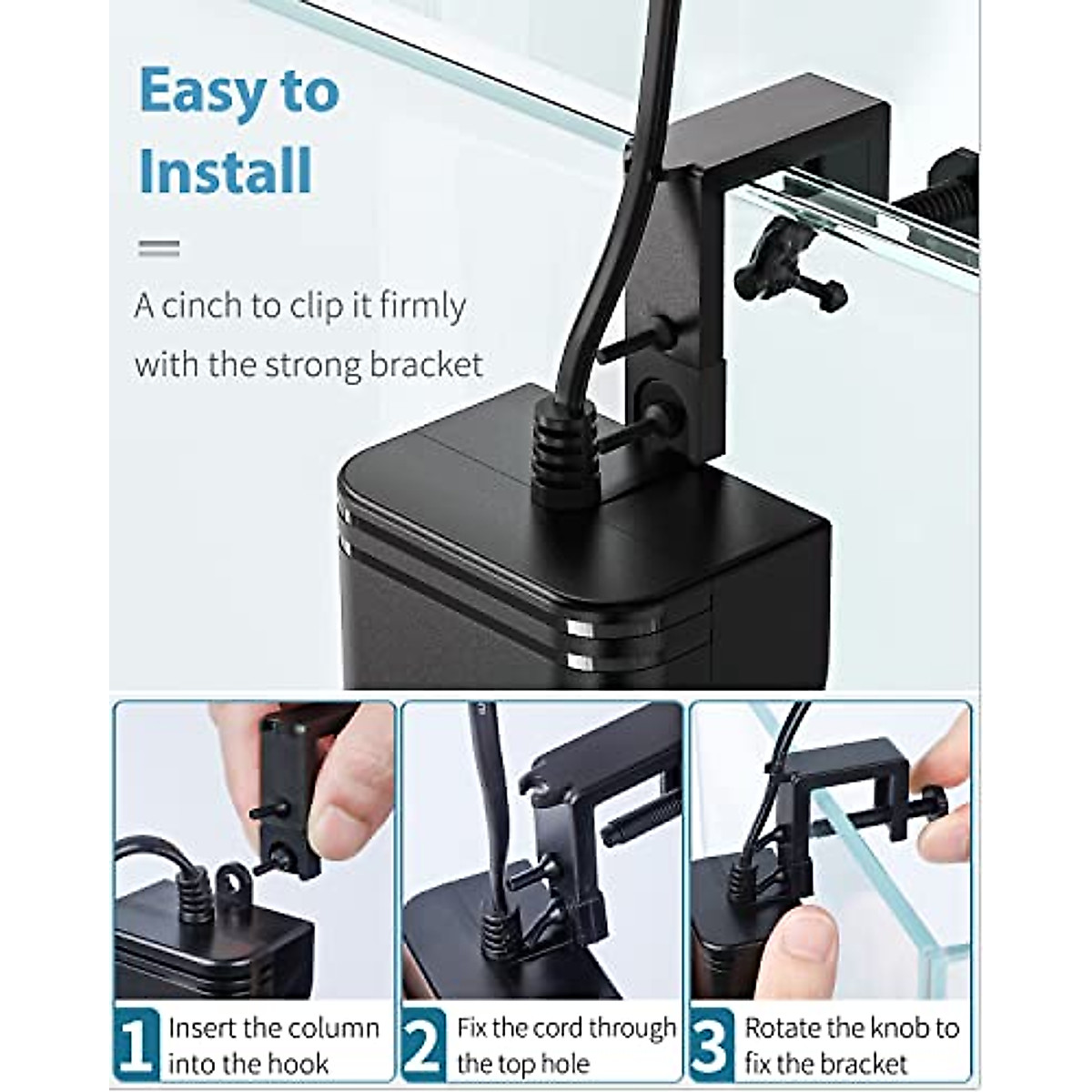 Pawfly Mini Aquarium Air Pump for 3-20 Gallon Nano Fish Tanks 15 GPH Oxygen Aerator Pump with Bracket Airline Tubing Air Stone Control Valve and Check Valve Accessories