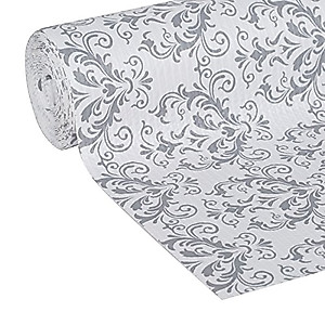 Duck Smooth Top EasyLiner, 12-inch x 10 Feet, Grey Damask