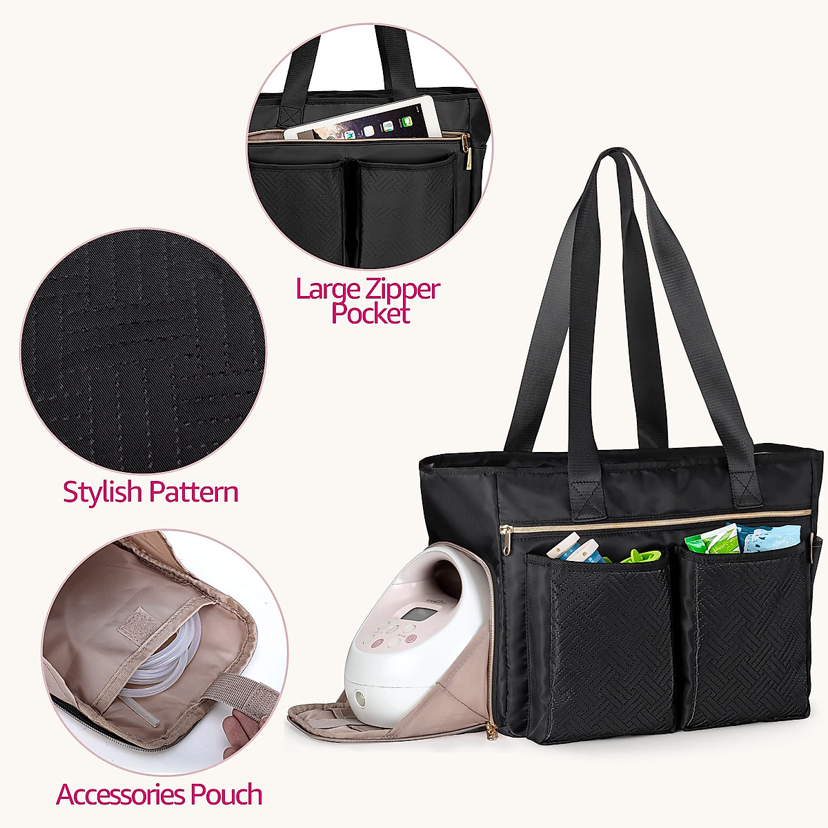 Fasrom Breast Pump Travel Bag with Laptop Sleeve Bundle with Baby Bottle Cooler Bag with Ice Pack for Working Moms