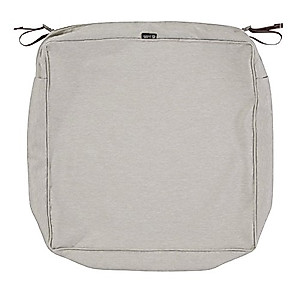 Classic Accessories Montlake FadeSafe Water-Resistant 25 x 25 x 5 Inch Square Outdoor Seat Cushion Slip Cover, Patio Furniture Chair Cushion Cover, Heather Grey, Patio Furniture Cushion Covers
