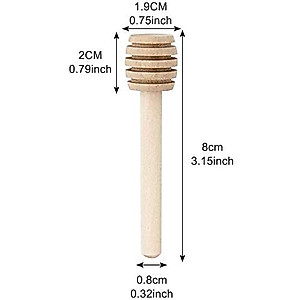 BetterJonny 100 Pieces Household Wooden Honey Dipper Sticks Portable 3 inch Mini Honey Dippers for Honey Jar Dispense Drizzle Honey
