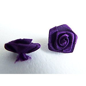 100 Assorted Tiny Satin Ribbon Rose Bows Diameter 10 mm. Tiny Embellishment Craft Artificial Applique Wedding