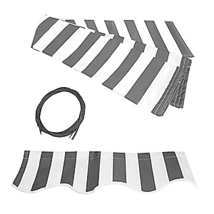 ALEKO Patio Awning Fabric Replacement, Polyester Canopy with UV Protection, Gray/White Stripes, 10x8 Feet