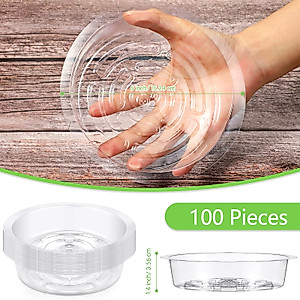 Shellwei 100 Pcs Plastic Plant Saucer Plant Drip Trays 6 Inch Plant Clear Water Plant Plate Plastic Dish Trays Plant Trays for Pot Indoor Outdoor Garden Container Planters Drainage