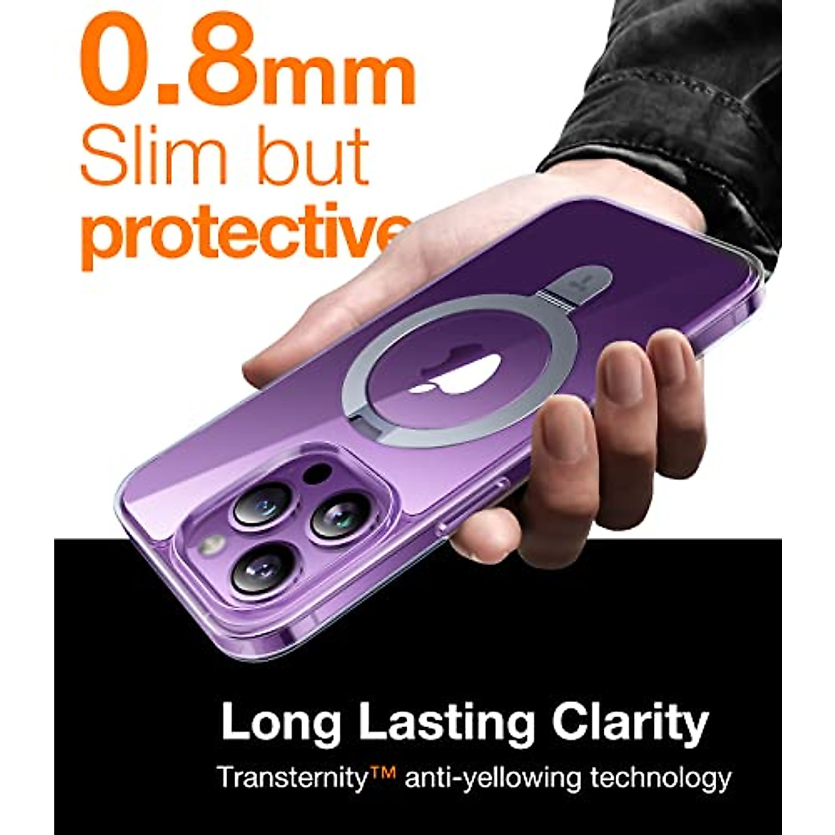 TORRAS UPRO™ Ostand for iPhone 14 Pro Max Phone Case, Compatible with Magsafe with Invisible Stand, [MIL-Grade Drop Protection] [Never Yellow] Shockproof Slim Magnetic iPhone 14 Pro Max Case, Clear