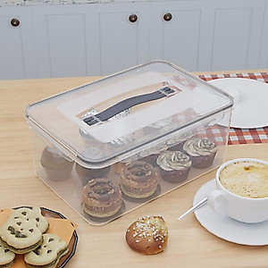 Ponpong 4 Packs Airtight Lid Food Storage Boxes Set, 15 Quart Plastic Food Storage Bin, Clear