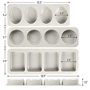 GYHTOO 3 Pack Handmade Soap Silicone Molds,4 Cavities Wax Melt Mold,Soap Molds for Soap Making - Included Round,Oval,Rectangle Shape, Ideal for Milk Soaps,Scent Candles Making Molds