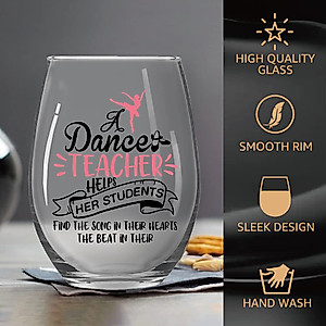Pishovi Dance Teacher Wine Glass with Gift Box, Funny Dance Teacher Gifts for Instructor Women Wife Mom Sister, Birthday Gifts for Dance Teacher, Creative Gifts for Dancers