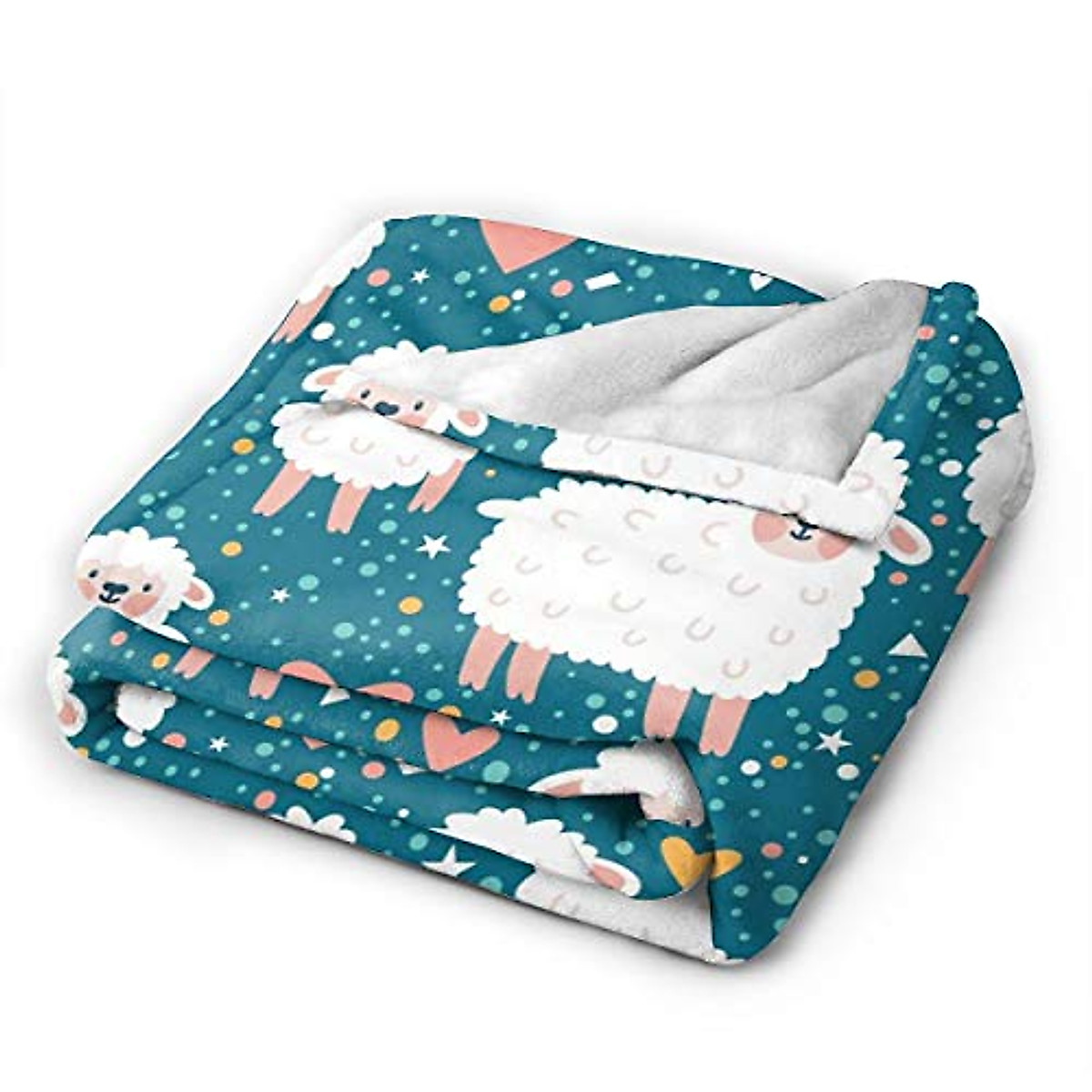 Abucaky Cute Sheep Fleece Throw Blanket Ultra Soft Cozy Decorative Flannel Blanket All Season for Home Couch Bed Chair Travel 50x40in