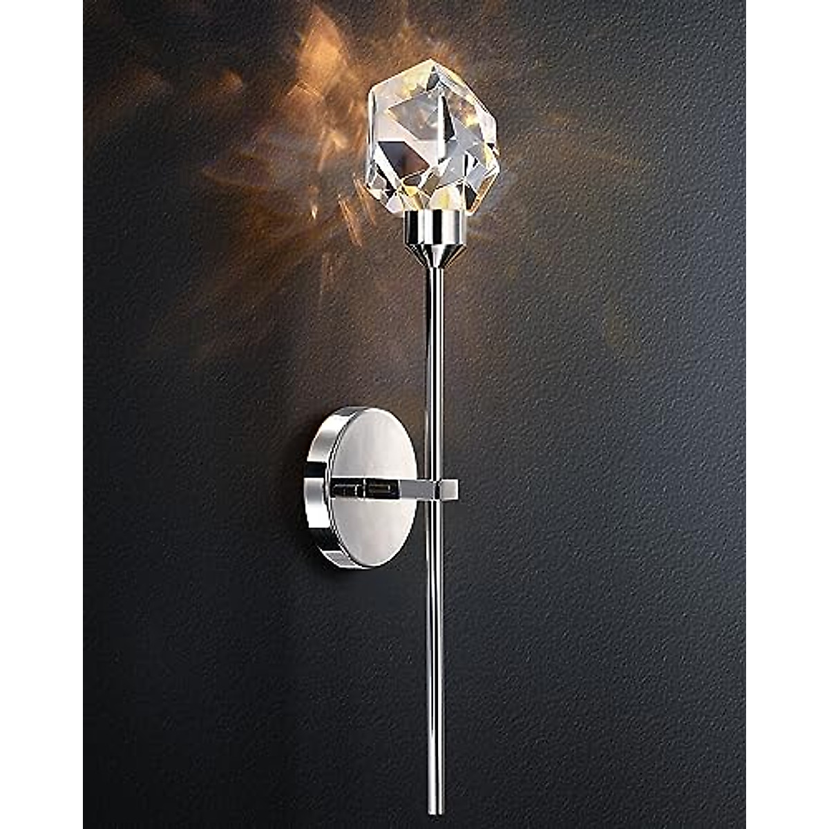 Untrammelife Indoor Wall Sconce Lighting Polished Nickel Wall Lamp 8W LED Crystal Wall Light 3 Color Temperatures Hardwired Indoor Wall Mounted Light Fixtures for Living Room,Bedroom,Bathroom