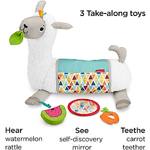 Fisher-Price Baby Toy Grow-with-Me Tummy Time Llama Wedge Support with Mirror, Teether & Rattle, Developmental Play for Newborns Ages 0+ Months