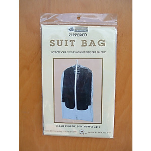 Better Home Suit Bag, Zippered, Clear Plastic, 24" x 40"