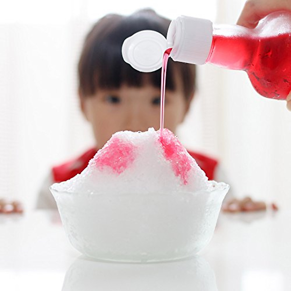 Shaved Ice Maker- Snow Cone, Italian Ice, and Slushy Machine for Home Use, Countertop Electric Ice Shaver/Chipper with Cup by Classic Cuisine, Red/White