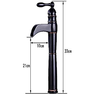 Kitchen & Bath Fixtures Taps Faucet,EuropUPC Black Ancient Faucet Above Counter Basin Hot and Cold Faucet Waterfall Bathroom Heightening Faucet
