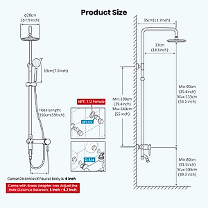 gotonovo Outside Shower Fixture Wall Mount Matte Black SUS 304 Stainless Steel Triple Function with Hand Sprayer and Tub Spout 8 Inch Rainfall Shower Head Shower faucet Set Bathroom Complete Set