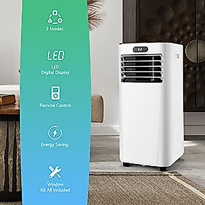 PETSITE Portable Air Conditioner, 3-in-1 AC Cooling Unit Dehumidifying, Fan & Air Cooler Function, Remote Control, Window Kit Included (8000BTU, White)