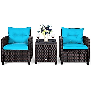 3 PCS Patio Furniture Set, OneSize, Turquoise