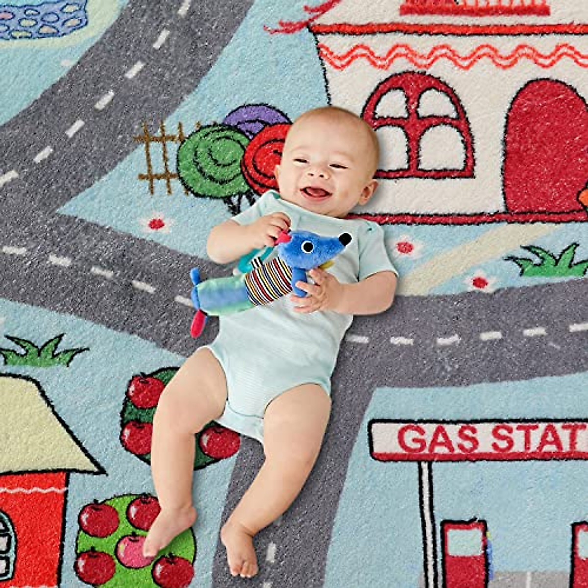 LIVEBOX Soft Kids Rug 4'x6' Carpet Play Mat for Baby Boys Girls, City Life Road Traffic Playroom Rug for Playing Cars Toys, Educational Nursery Rug for Children Bedroom Kids Room