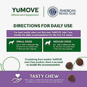 Lintbells YuMOVE Joint Supplement Dog Chews - Contains Glucosamine, Green Lipped Mussel - Natural Relief from Hip Ache, Stiff Joints - 1 Month’s Supply (Small & Medium)