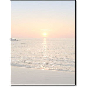 Beach Sunset Stationery Paper - 80 Sheets Letterhead for Inkjet/Laser Printers