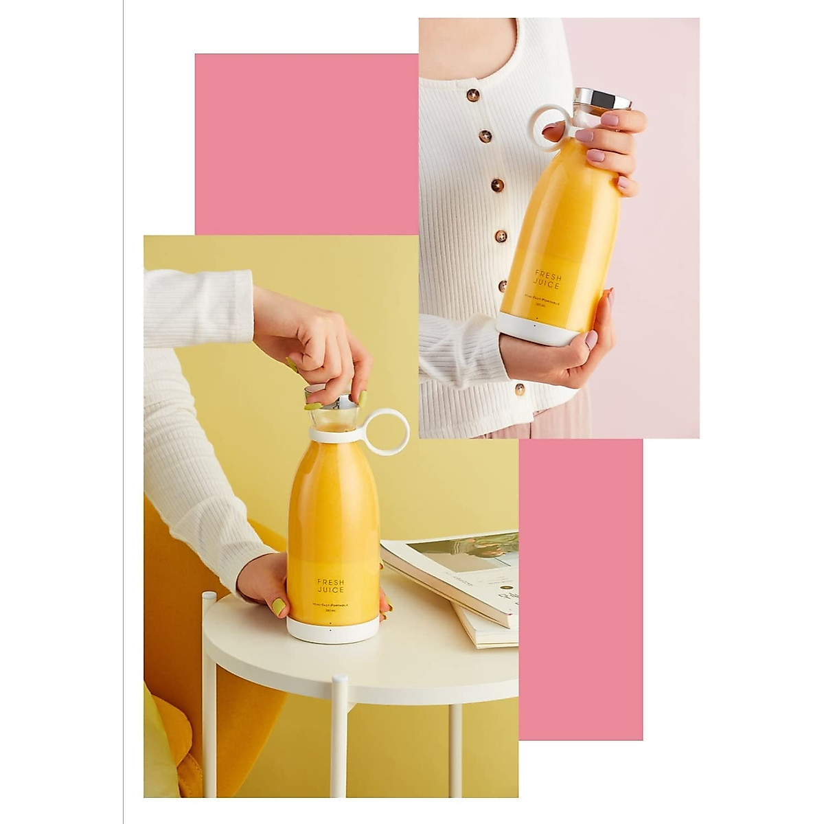 Freshjuice-Portable Mini Blender,Fresh Juice Mini Fast Portable Blender,Fresh Juice Blender (Pink)