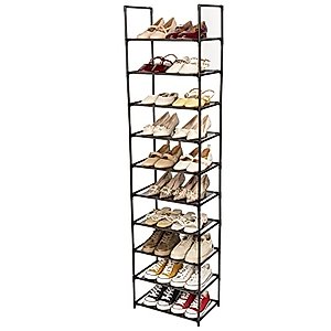 Elechotfly Shoe Rack, 20 Pairs Shoe Storage Organizer, 10 Tiers Tall Shoe Stand, Easy Assembly Stackable Sturdy Shoe Tower, Metal Shoe Shelf for Entryway, Closet, Garage, Bedroom, Cloakroom