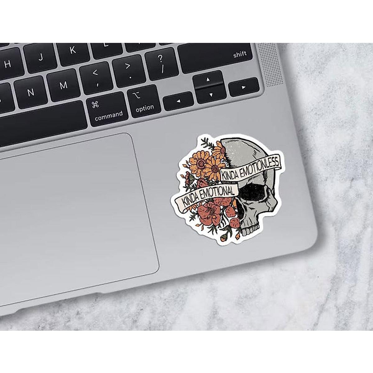 Akira Kinda Emotional Kinda Emotionless Sticker, Flower Skull Sticker, Mental Health Sticker, Skeleton Sticker, Water Assitant Die-Cut Funny Decals for Laptop, Phone, Water Bottles, Kindle Sticker