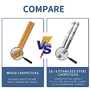 TK INFINITY- Stainless Steel Chopsticks and Chopstick Holder - Reusable Metal Chopsticks - Sushi Kit for Japanese food - Chopsticks with case and Great Couple Gift Set (S304,8.5in, Black colour)